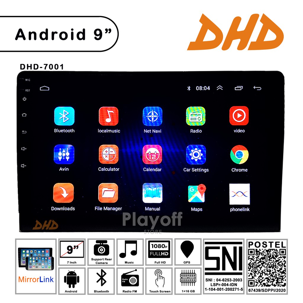 2 din Head Unit Android 9 inch DHD 7001 Double Din Bluetooth GPS ...