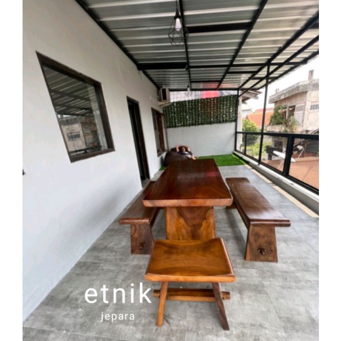 Jual Meja Makan Cafe Resto Meja Kerja Kayu Trembesi utuh tanpa ...