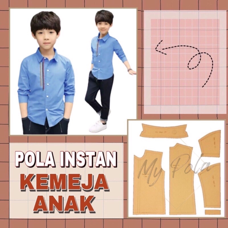 Jual [COD] Pola instan kemeja anak - pola kemeja anak - pola kemeja anak lengan panjang - pola ...
