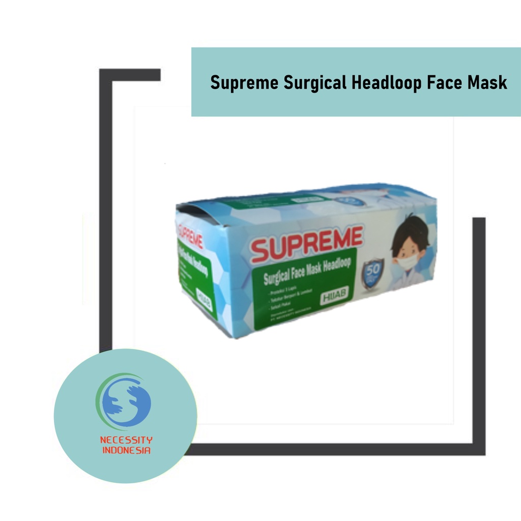 Jual 3 BOX SUPREME Masker Surgical Headloop Hijab 3ply 50pcs | Shopee ...