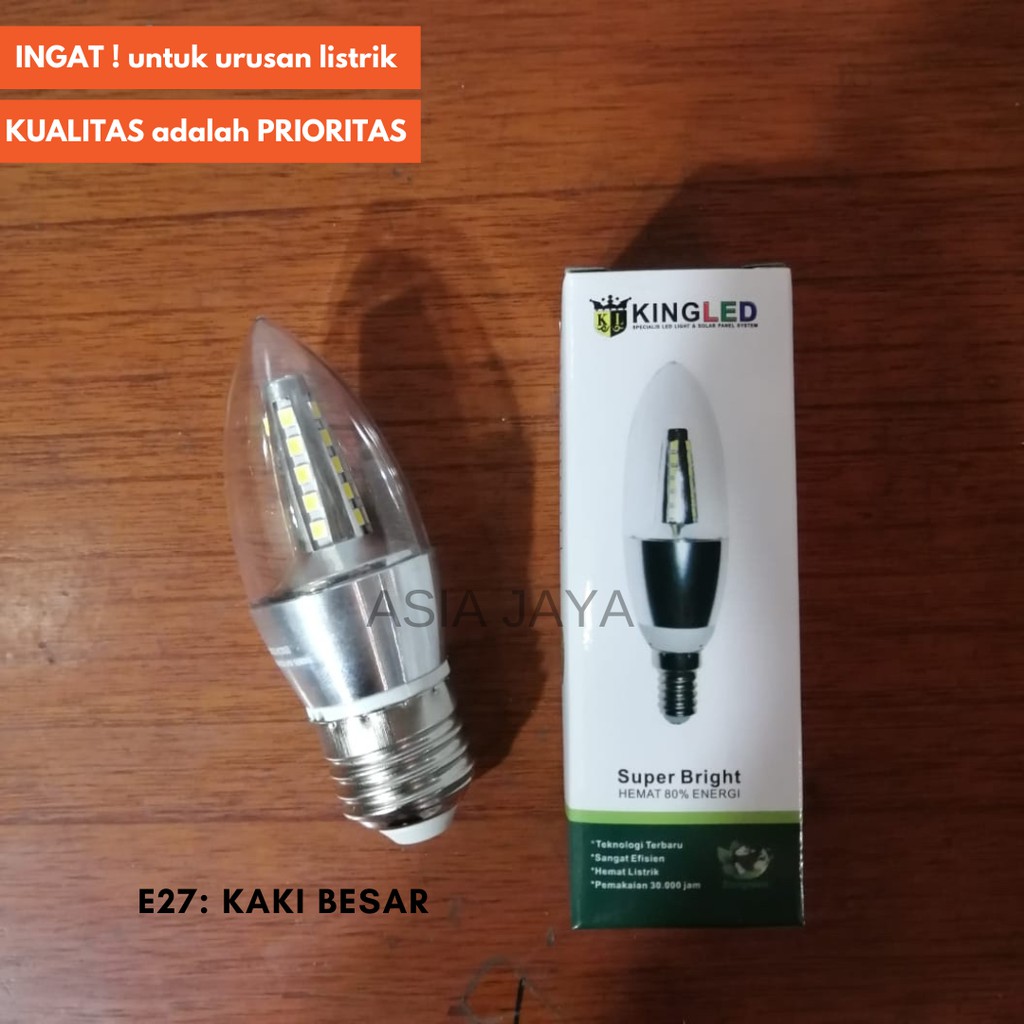Jual Bola lampu KINGLED putih/kuning 4,5 watt E27 / E14 | Shopee Indonesia