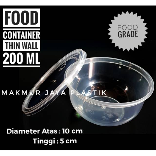 [ Thinwall Bulat 200 Ml Isi 5 Pc ] Food Container Kotak Makan Plastik