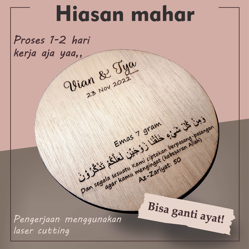 Jual Hiasan Mahar Custom Hiasan Hantaran Custom | Hiasan Box Mahar Kayu ...