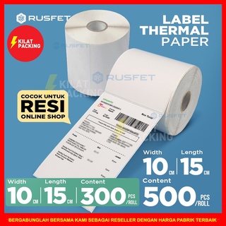Jual Stiker Label Thermal Paper Resi Barcode 100mm x 150mm A6 Sticker RUSFET TERMURAH | Shopee ...