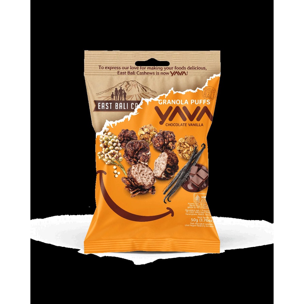 Jual Snack Granola Puffs Chocolate Vanilla YAVA 50gr | Shopee Indonesia