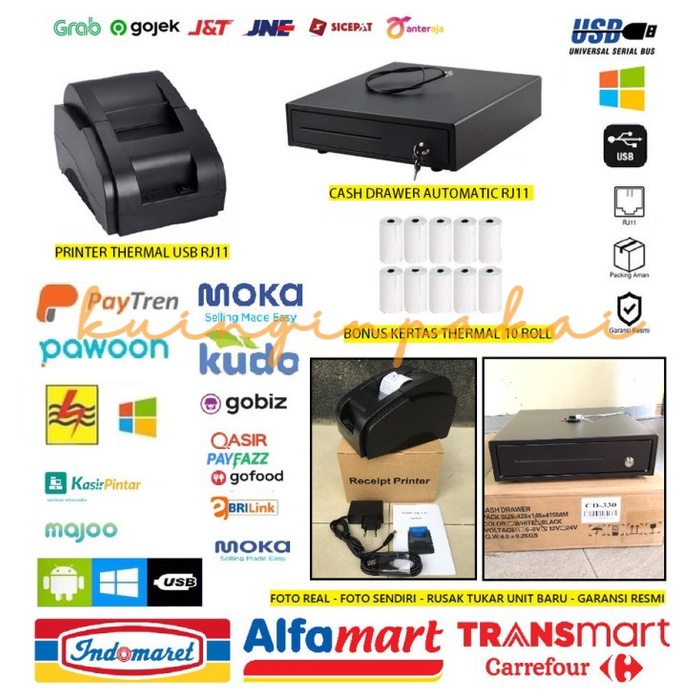 Jual PAKET MESIN KASIR USB + LACI KASIR UANG OTOMATIS RESTORAN / CAFE ...
