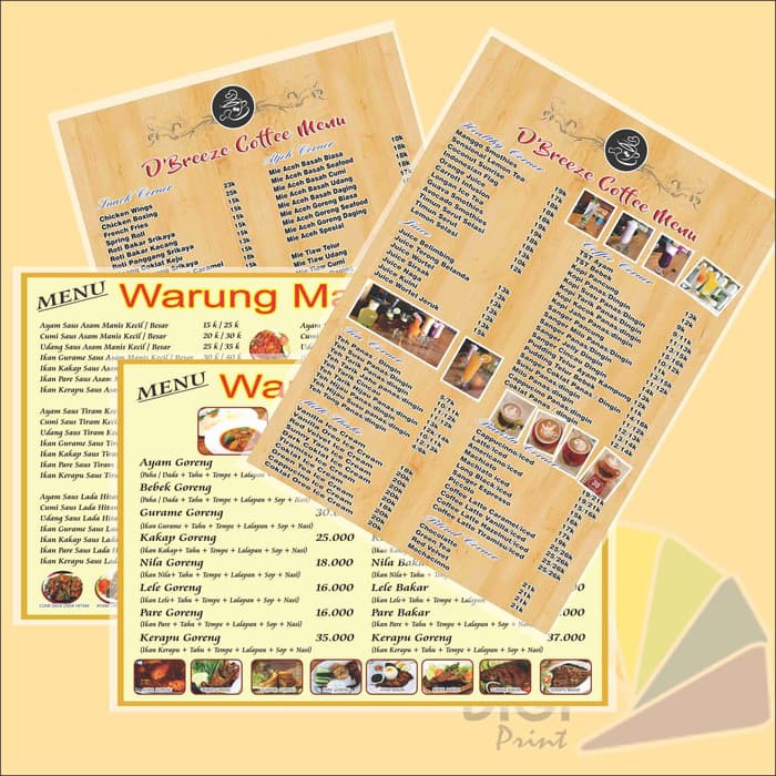 Jual Cetak Print Menu + Laminating Keras Uk. A4 | Shopee Indonesia