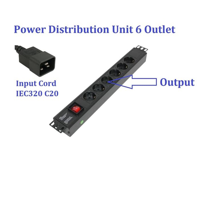 Jual Power Distribution Unit 6 Outlet Input Cord IEC320 C20 | Shopee ...