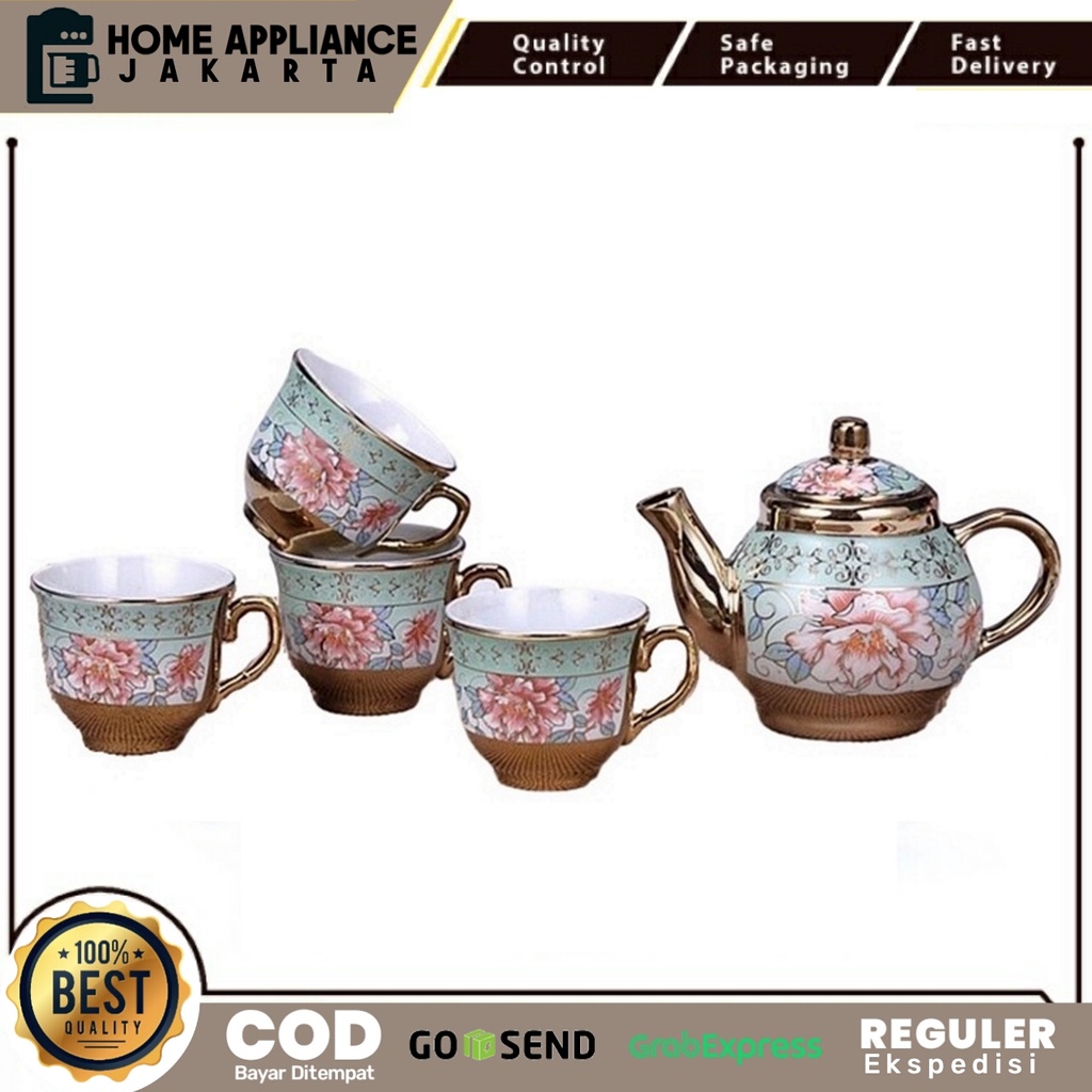 Jual Cangkir Set Keramik Teko Mini Unik Menarik 4 Cups 1 Pot European ...