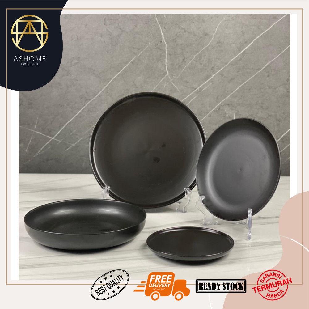 Jual PIRING KERAMIK HITAM POLOS MEWAH/ PIRING HITAM KERAMIK CEPER ...