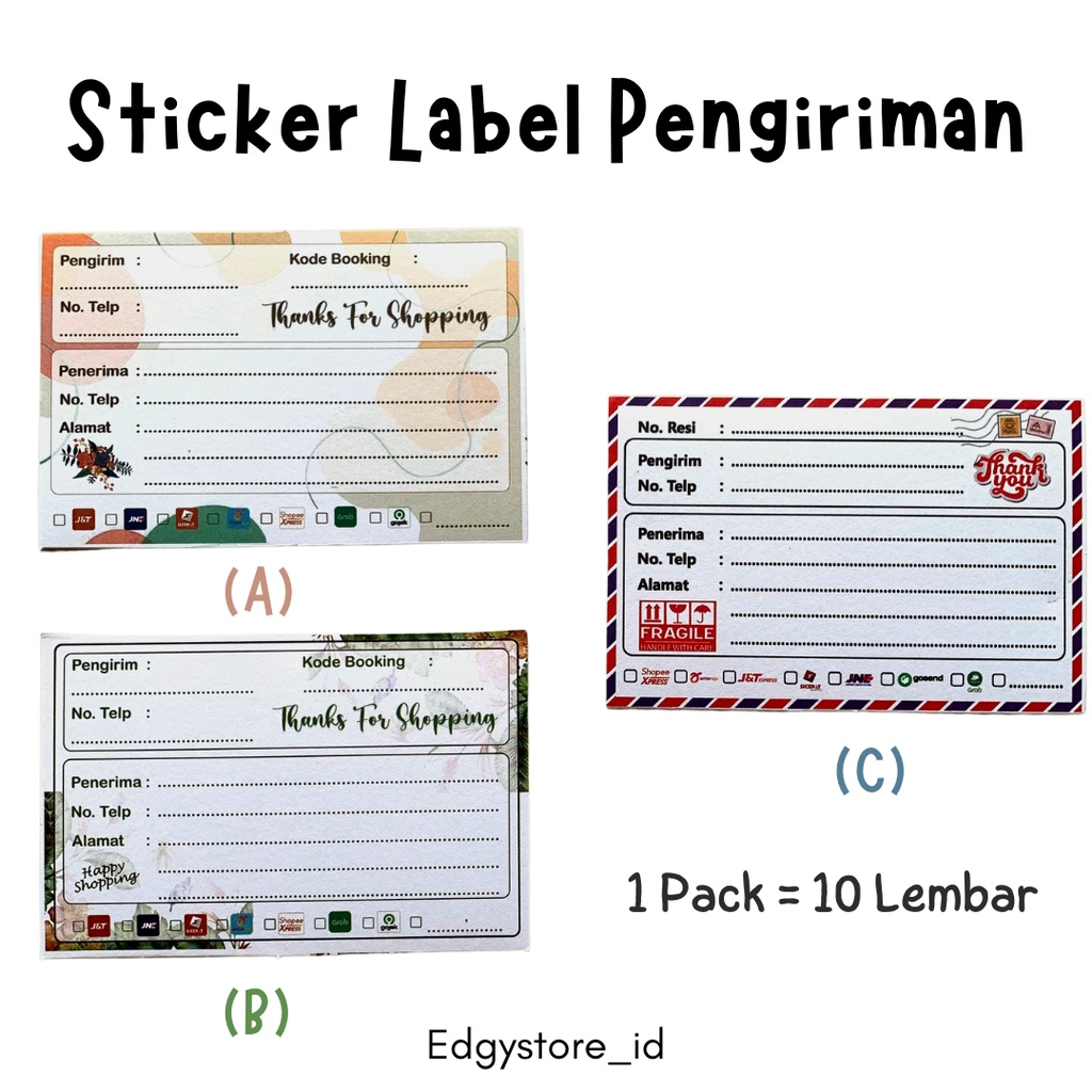 Jual Kartu Sticker Label Alamat Pengiriman Online Shop Indonesia|Shopee ...