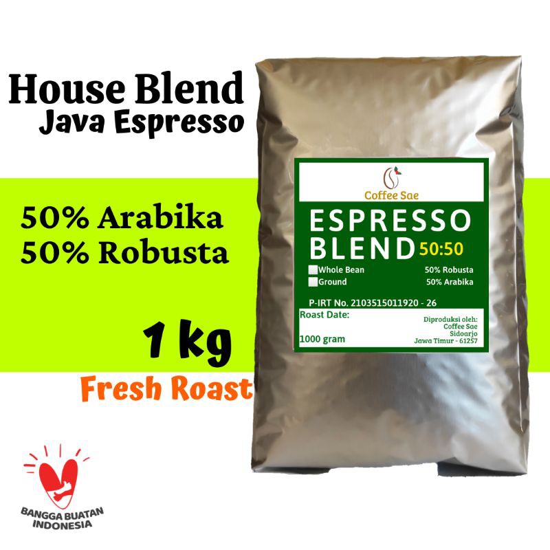 Jual KOPI HOUSE BLEND 1 kg Es Kopi Susu Premium Java Espresso 50:50 1kg ...