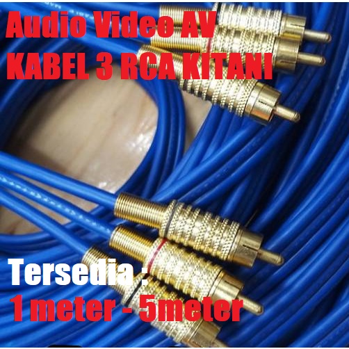 Jual Kabel DVD RCA 3-3 Audio Video AV KITANI 3 Rca to RCA Jack Gold Plate Male Kualitas SNI ...