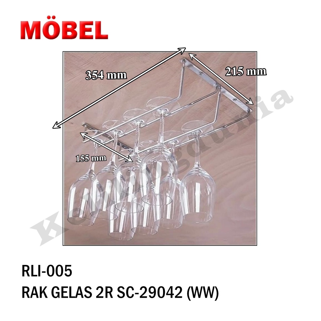 Jual Rak Gantung Gelas Wine Gantungan Gelas Iron Chrome 2 Jalur Baris Stainless | Shopee Indonesia
