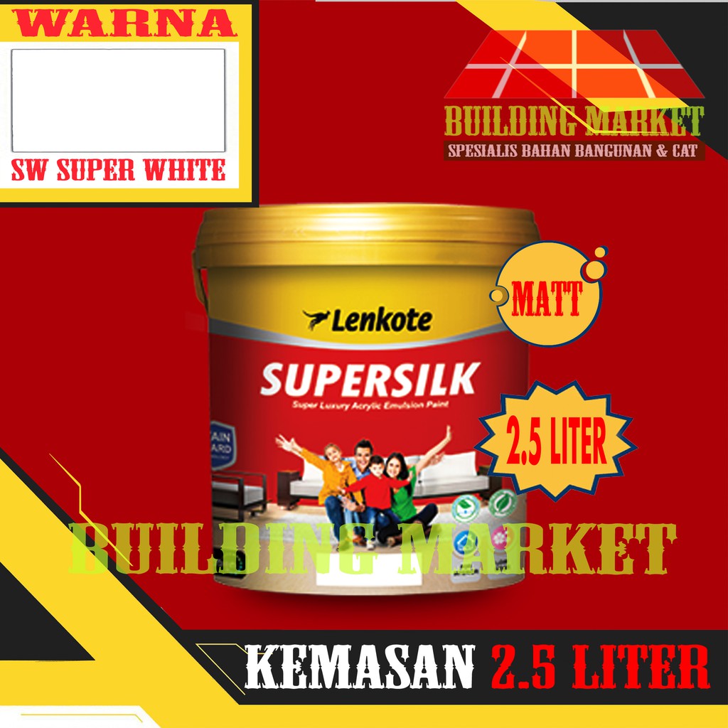 Jual CAT TEMBOK LENKOTE SUPERSILK INTERIOR SUPER WHITE 2.5 LITER ...