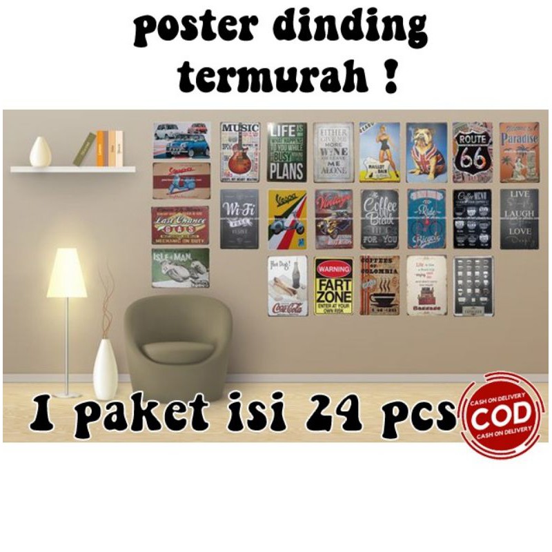 Jual POSTER DINDING AESTETHIC WALLART DEKORASI DINDING 1 PAKET ISI 24 ...