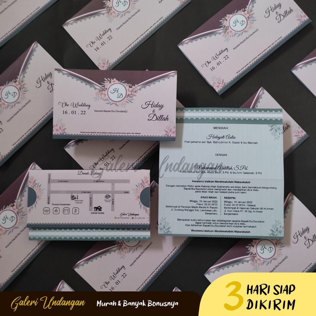 Jual Undangan Pernikahan/Resepsi "Falah 111" Simple, Elegant, Cantik ...