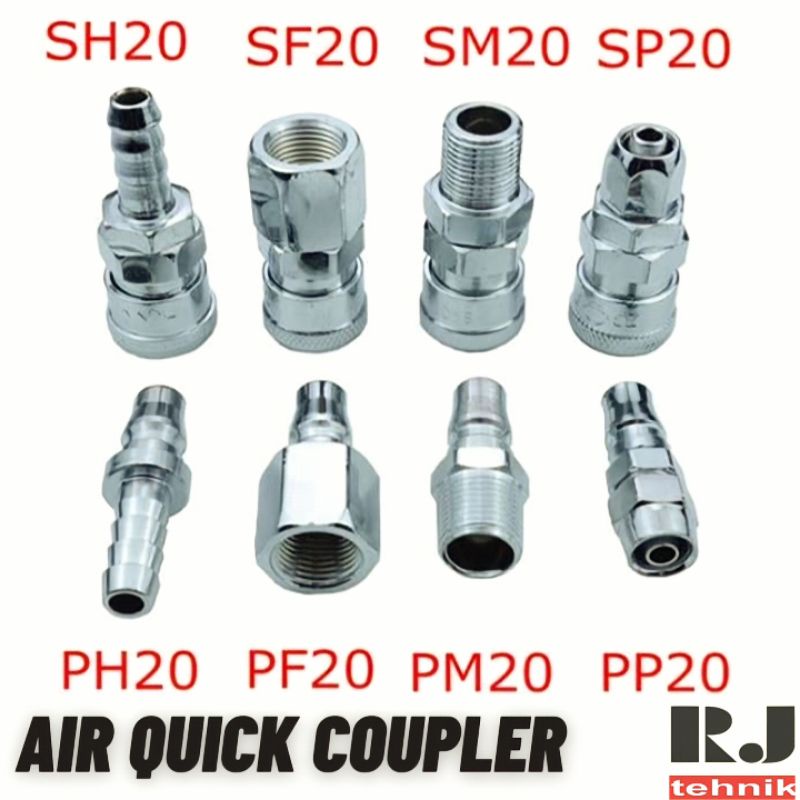 Jual Kopler Kupler Cupler Sambungan Nepel Selang Kompresor Air Quick Coupler Angin SF SH SM SP ...
