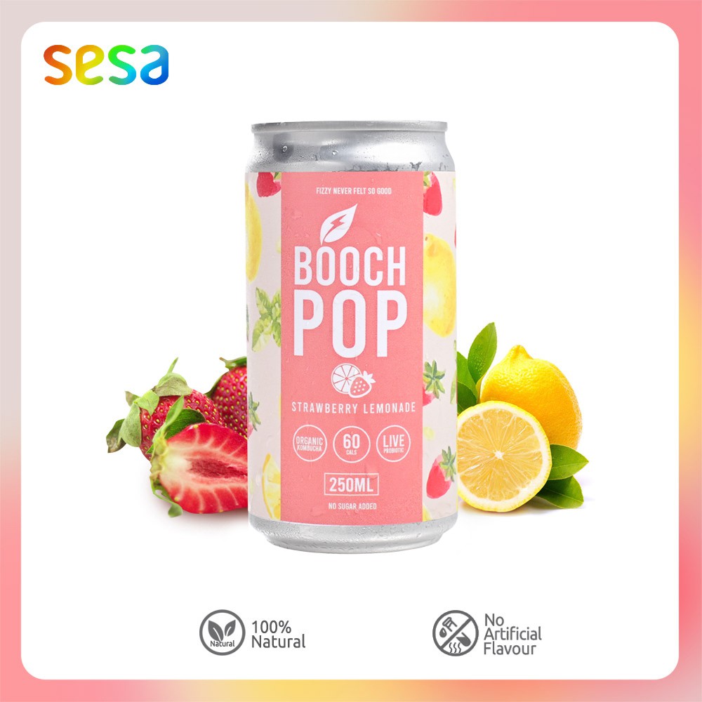 Jual Booch Pop - Organic Kombucha Strawberry Lemonade 250 ml | Shopee ...