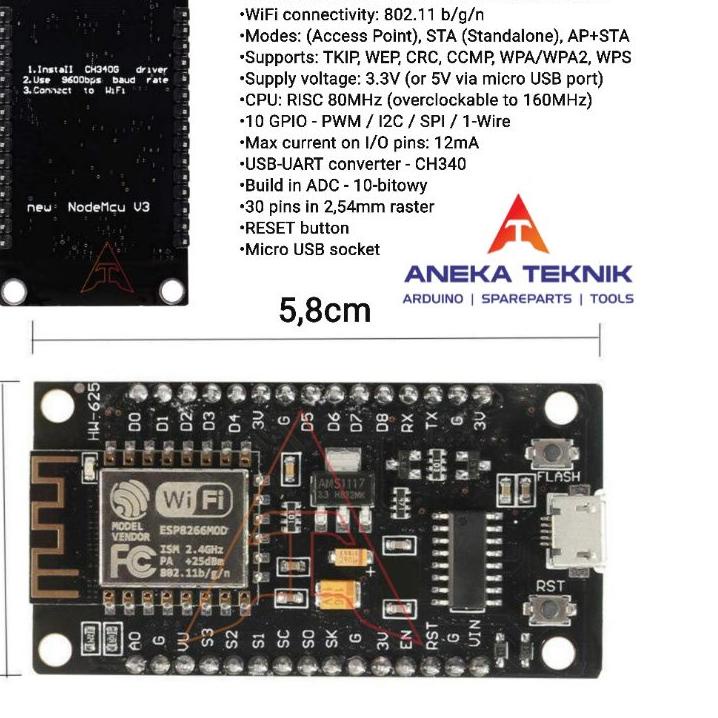 Jual Harga Bersahabat.. NodeMcu ESP8266 V3 Lua CH340G WIFI Module ...