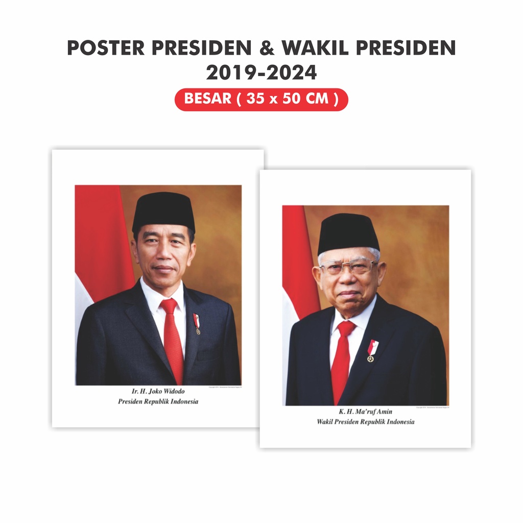Jual Foto Presiden Dan Wakil Presiden Indonesia 2019 - 2024 Jokowi ...