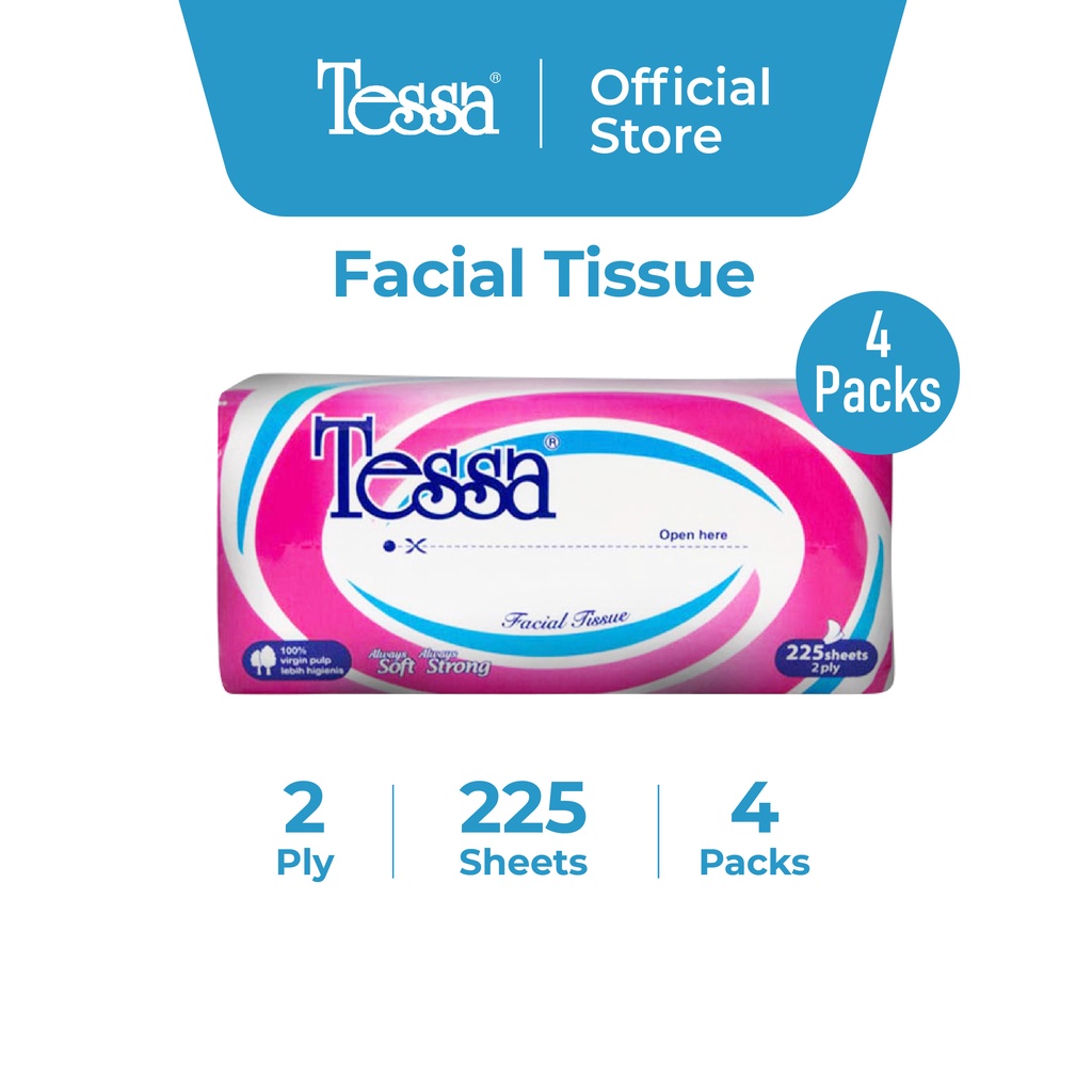 Jual Tessa Facial Tissue Isi (225 sheets x 2 ply) - 4 pcs | Shopee ...