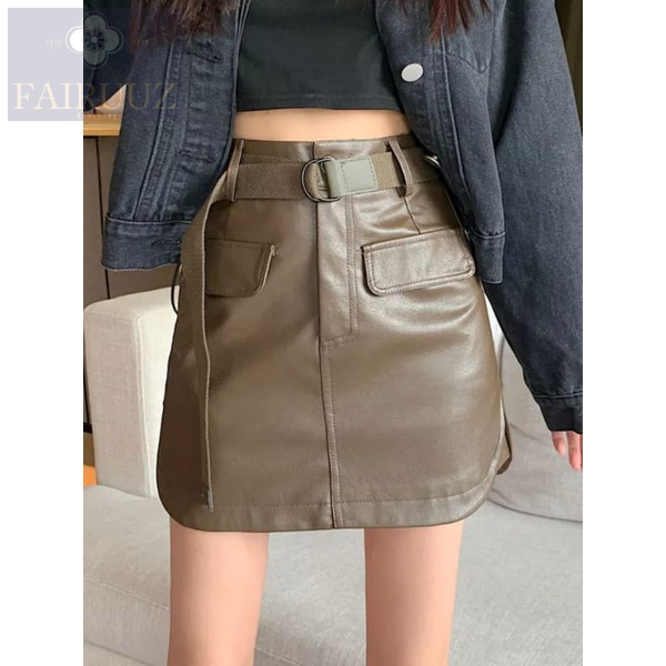 Jual Rok Mini Aksen Belahan Split Paha Kiri Kanan Dual Layer High Waist ...