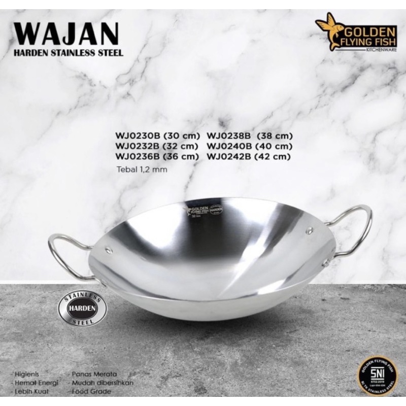 Jual Wajan 32 cm - Golden Flying Fish - Stainless Harden Steel - Wajan ...