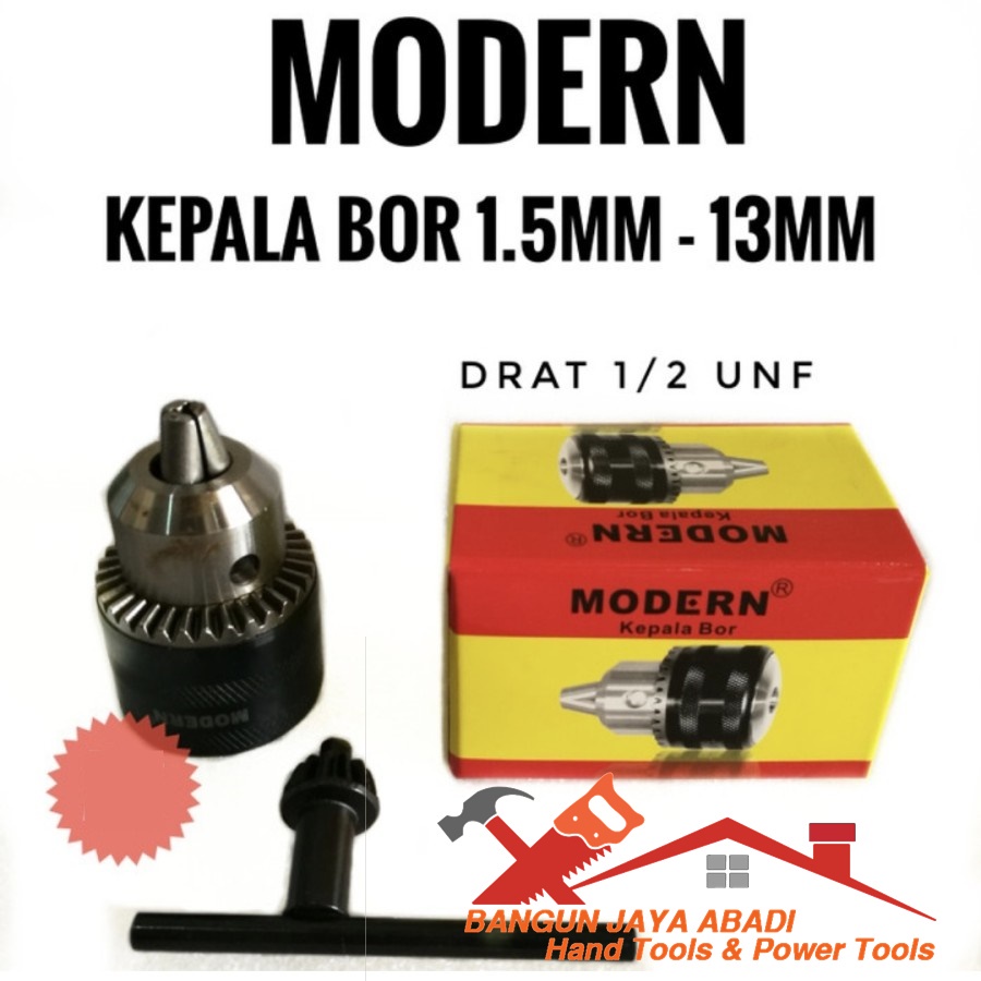 Jual KEPALA MESIN BOR 13MM KUNCI MODERN Drill Chuck 13mm UNIVERSAL BJA ...
