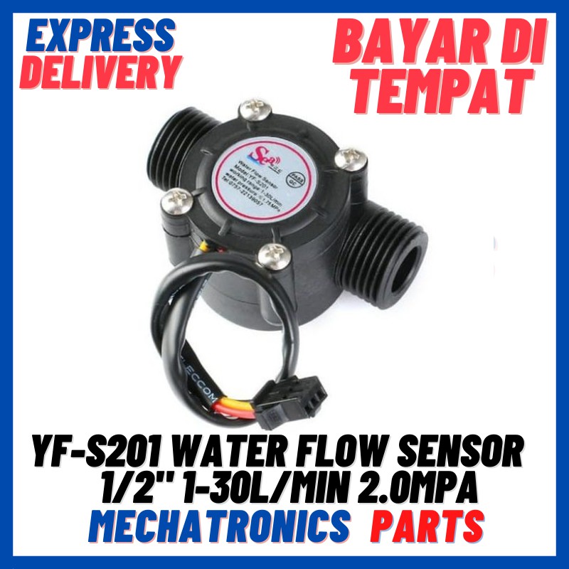 Jual SENSOR ALIRAN AIR YF-S201 WATER FLOW HALL 1/2" 1-30L/MIN 2.0MPA ...