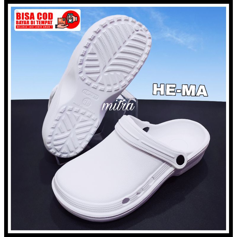 Jual Sandal Kodok Baim Putih Polos Sendal Selop Karet Anti Air Pria ...