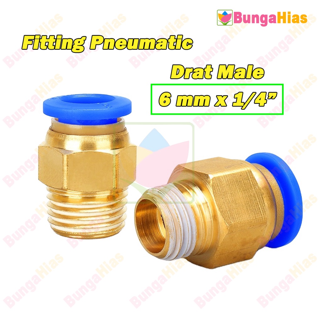Jual Fitting Pneumatic 6 mm x 1/4 Male Drat Slip Lock Konektor Selang 6mm PU PE - D7A5 | Shopee ...