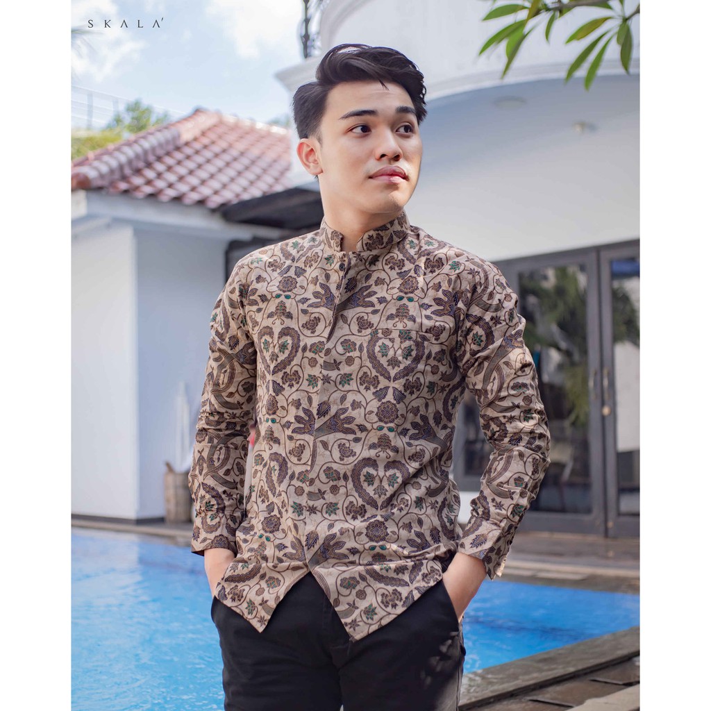 Jual Laskala Batik Premium Slimfit Mahesa Coklat K05A226 | Shopee Indonesia