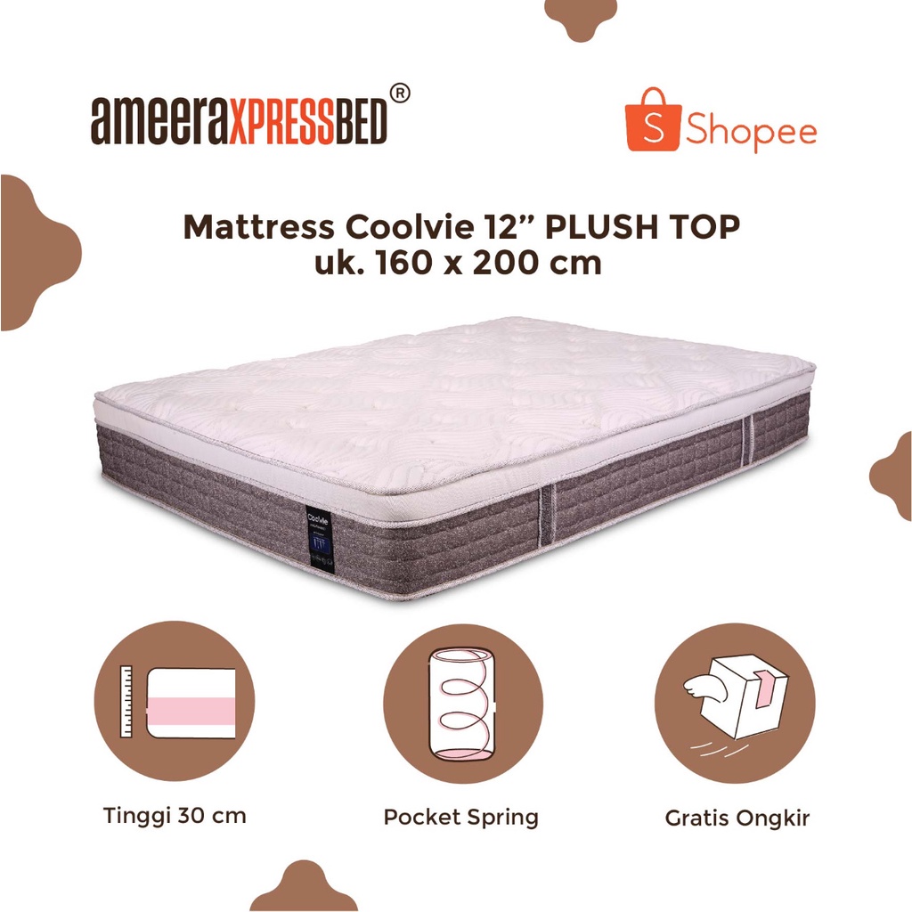 Jual KASUR SPRING BED AMEERA COOLVIE PLUSH TOP 12' UKURAN 160X200 ...