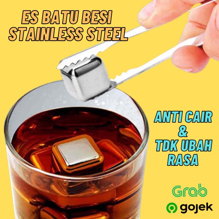 Jual Es Batu Stainless Steel Reusable Food Grade Ice Cube Besi ...