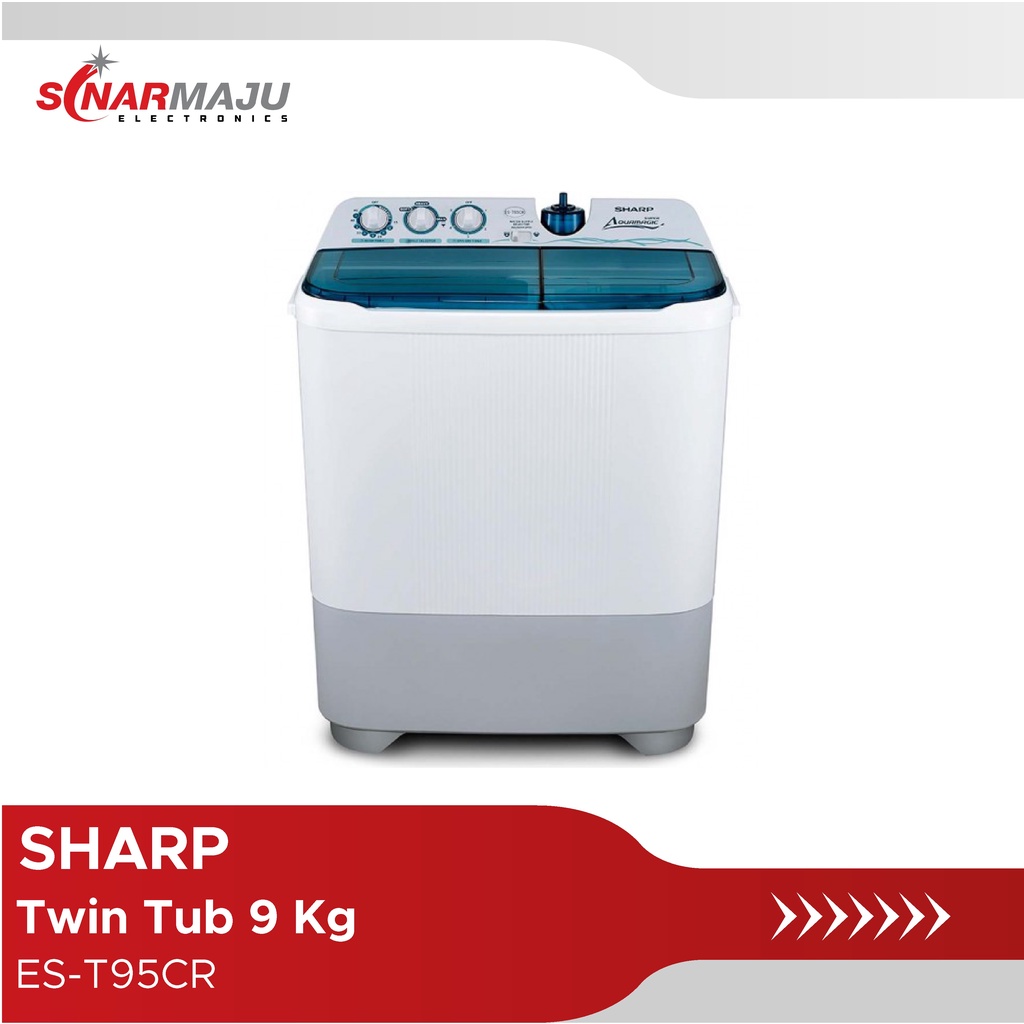 Jual Mesin Cuci 2 Tabung Sharp 9 Kg Twin Tub ES-T95CR | Shopee Indonesia