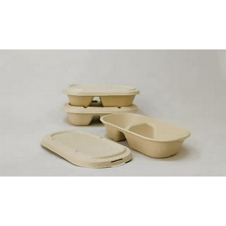 Jual Tempat Makan Ramah Lingkungan - Bagasse (Serat Tebu) Oval 850ml Sekat 2 - 10 PCS | Shopee ...