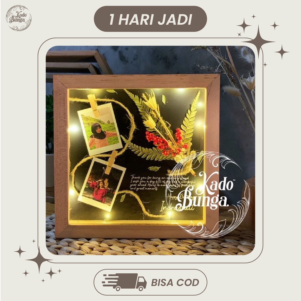 Jual KADO HADIAH CANTIK BUNGA KERING 3D FRAME 2 FOTO POLAROID UNTUK ...