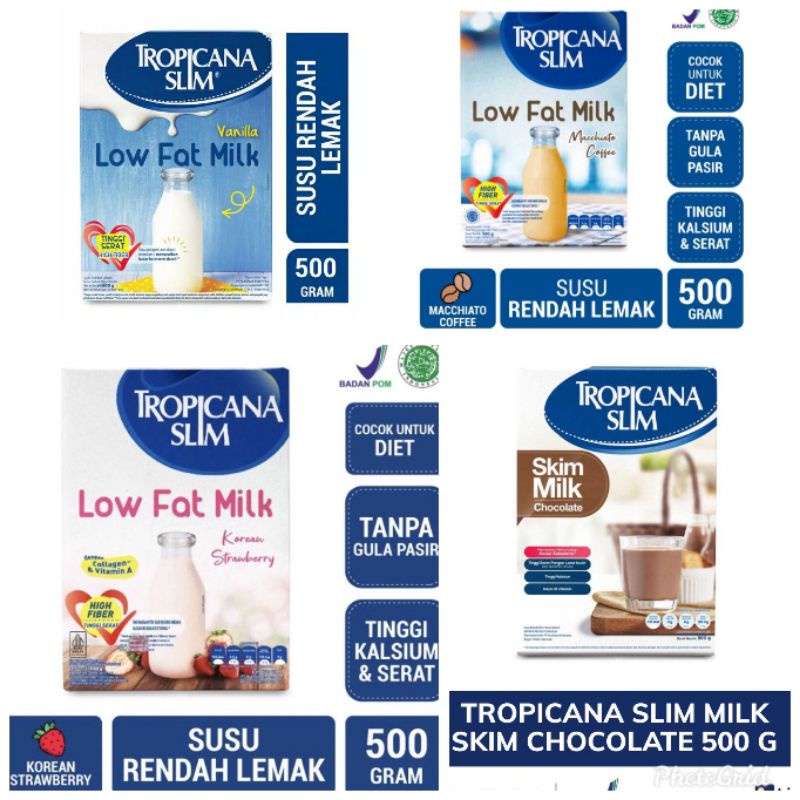Jual Tropicana Slim Fiber Milk Skim Milk Susu Low Fat Korean Strawberry ...