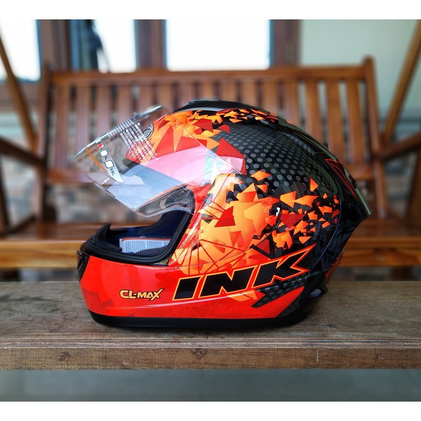 Jual Helm INK CL Max Seri 6 Black Red Fluo Full Face Merah Orange Hitam ...