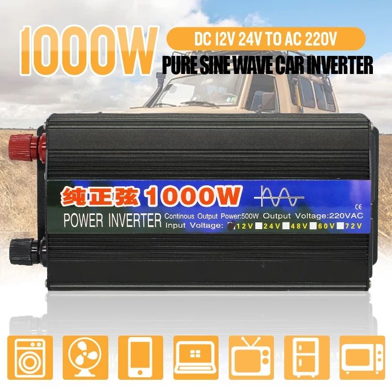 Jual Power Inverter 1000W Pure Sine Wave Inventer 1000 Watt DC 12V/24V ke AC 220V Taffware ...