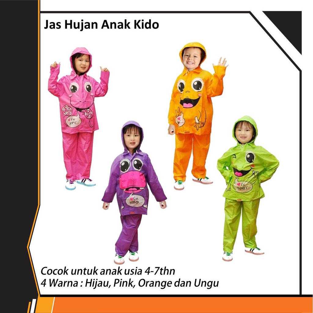 Jual Jas Hujan Anak Kido Setelan Baju dan Celana / Mantel Hujan Anak / Raincoat Anak | Shopee ...