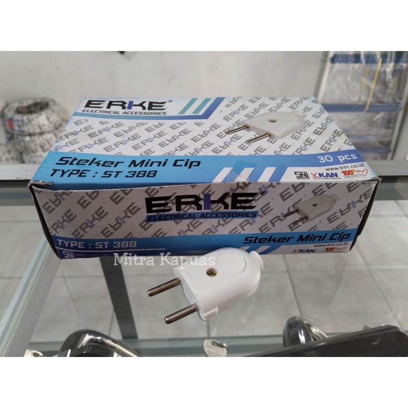 Jual STEKER MINI / STEKER GEPENG / TUSUK KONTAK ERKE ST 388 | Shopee Indonesia