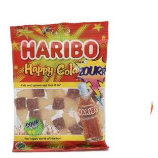 Haribo permen jelly 80g zourr worm cola starmix peaches goldbears 80 gr ...