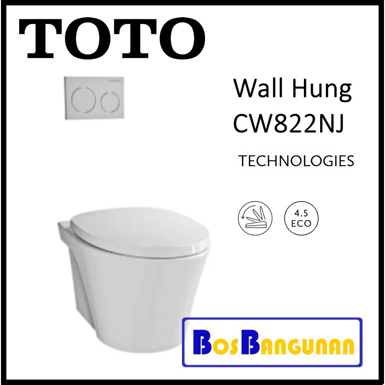 Jual Kloset Duduk TOTO CW822NJ / Wall Hung Closet Dual Flush ECO 4.5 L ...