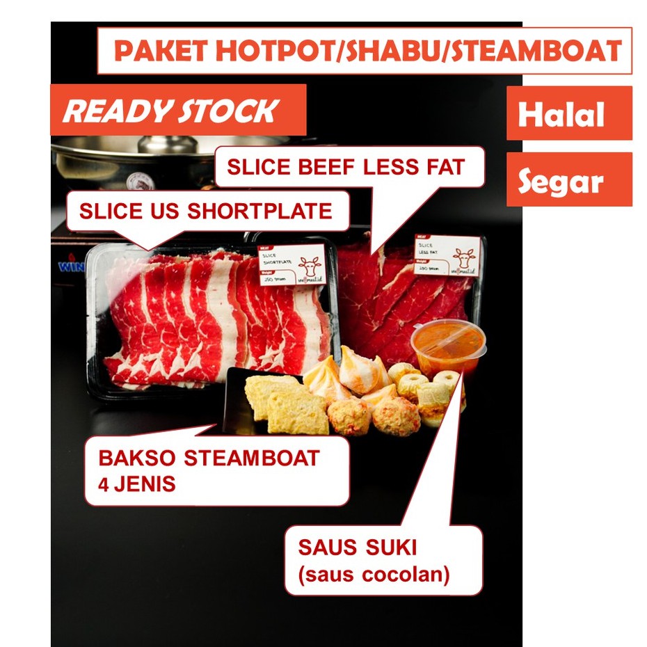 Jual Paket Shabu-Shabu Suki Hotpot Steamboat Daging Sapi Shortplate ...
