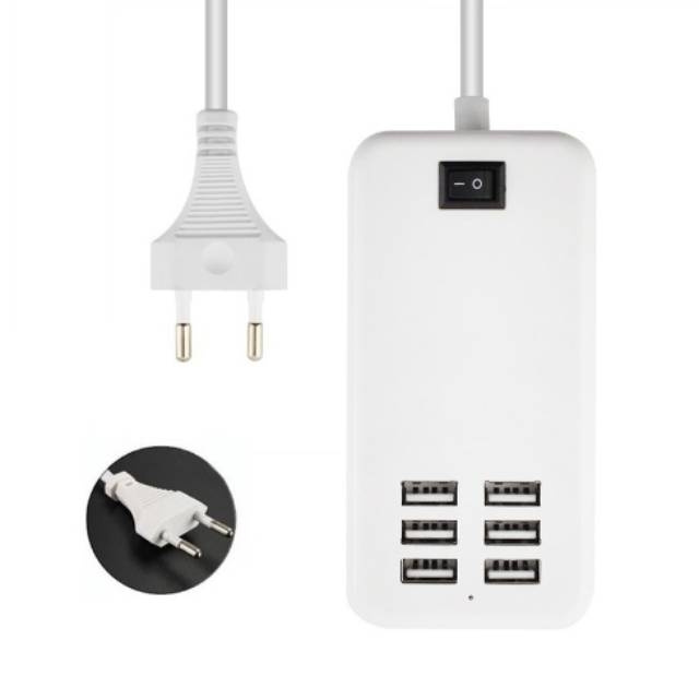 Jual Adaptor Charger USB 6 port 30 Watt for all type usb cable ...