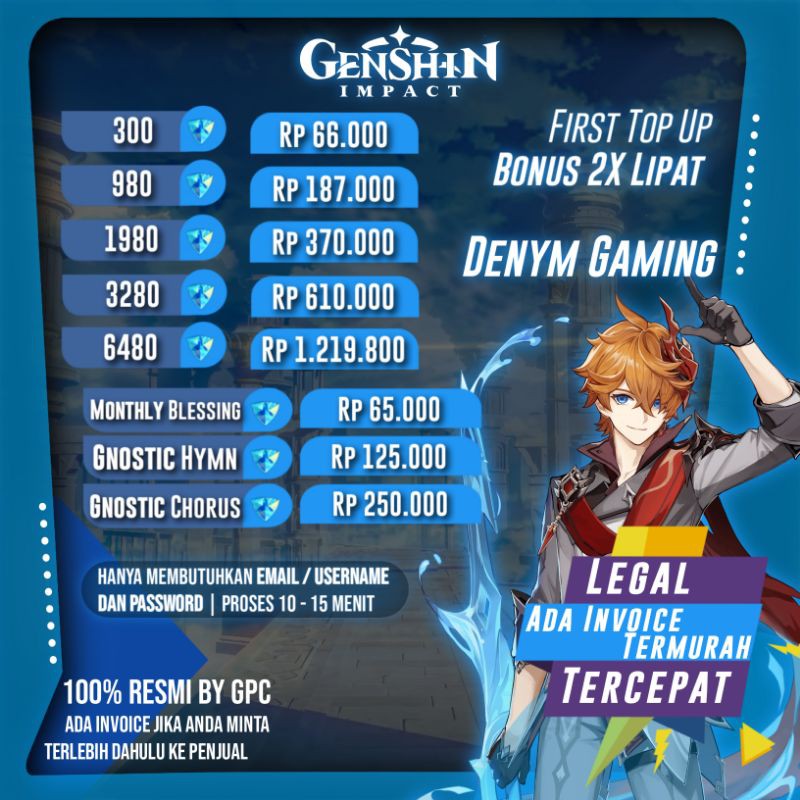 Jual GENSHIN IMPACT TOPUP RESMI 100 % Indonesia|Shopee Indonesia