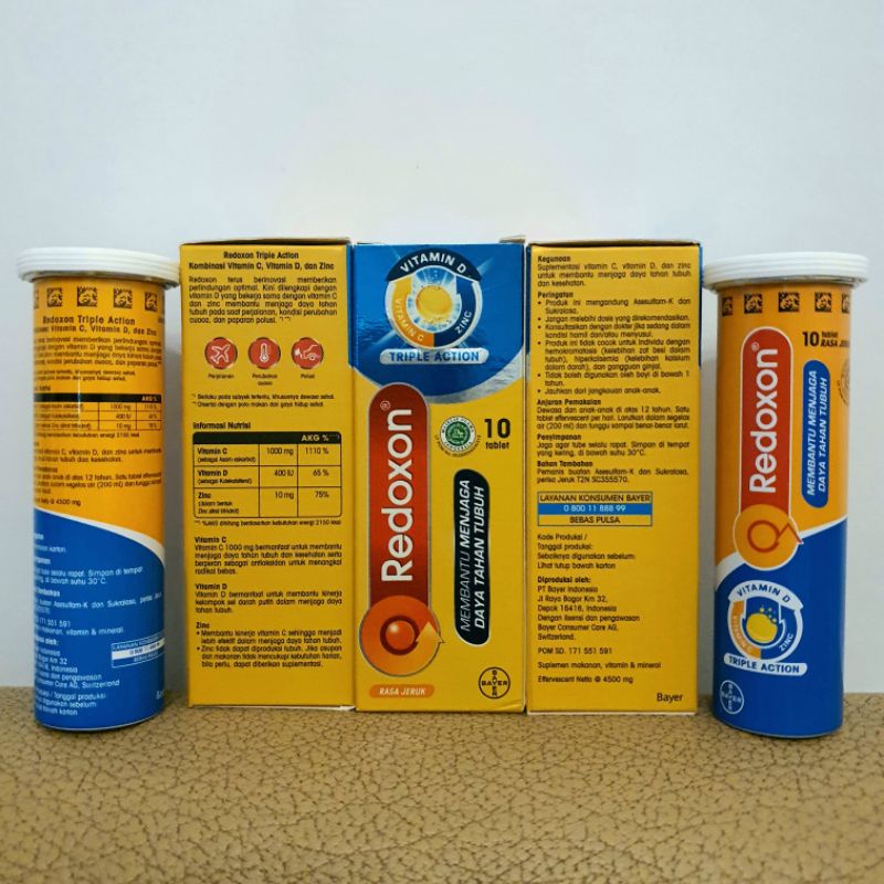 Jual Redoxon Multivitamin Triple Action Vitamin C D Zinc Rasa Jeruk Isi ...