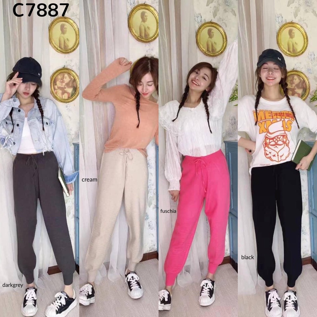 Jual Brooklyn Line Details Knit Jogger Pants C7887 | Shopee Indonesia